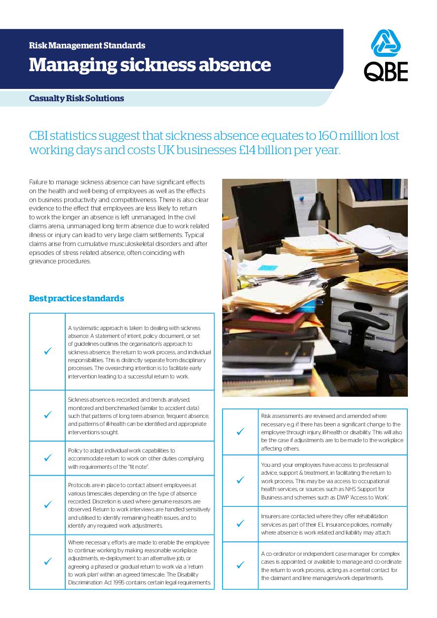 Managing Sickness Absence - QBE European Operations