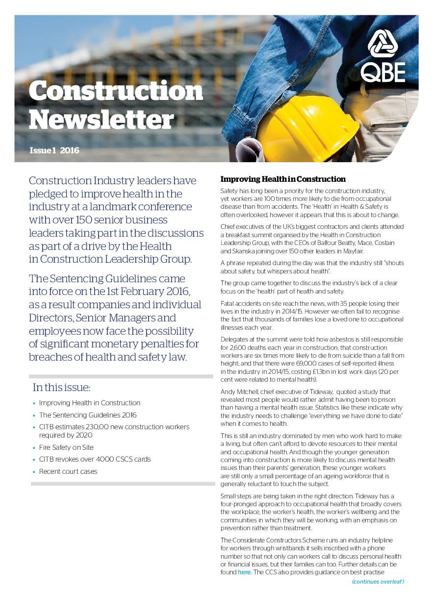 Construction Newsletter - QBE European Operations