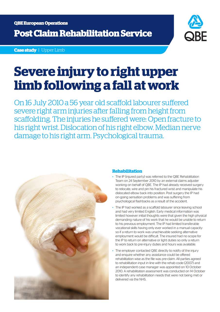 Severe injury to upper limb following a fall at work (PDF 1.6Mb) - QBE ...